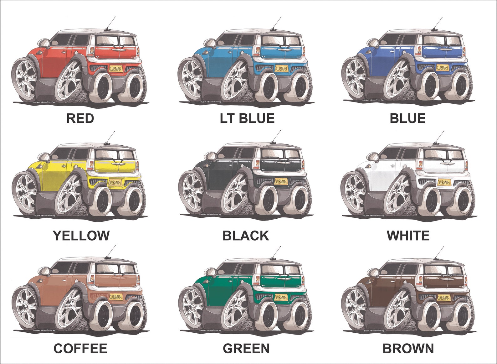 Mini Cooper Clubman Printed Koolart Cartoon T Shirt 2379 | Etsy