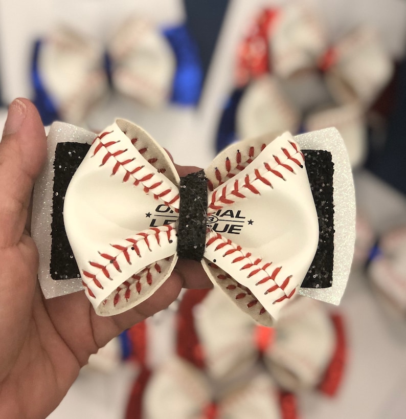 Real Baseball Skin Hair Bow, Sports Team Colors - Etsy