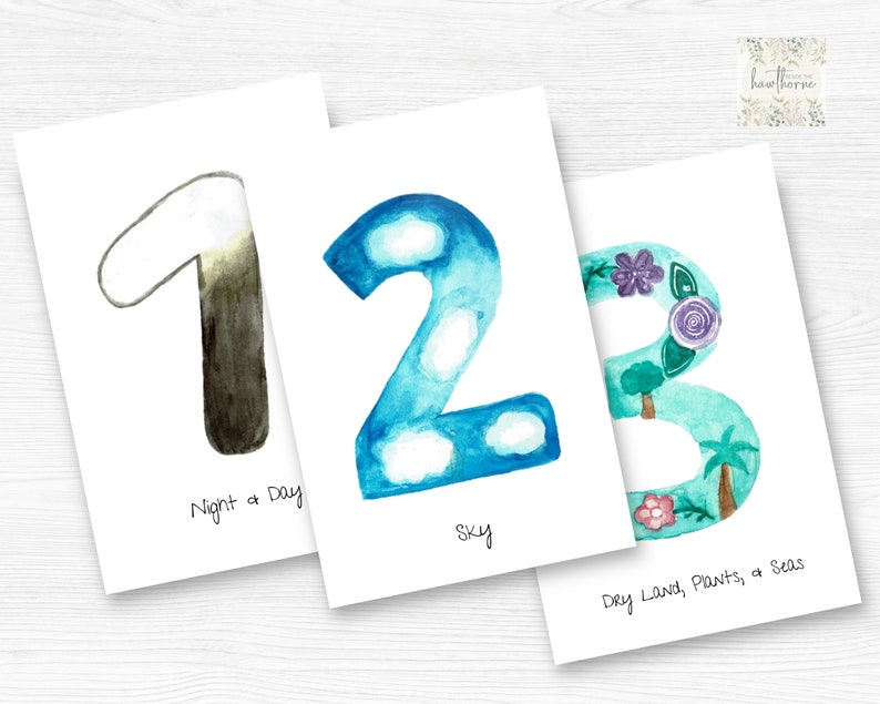 Days of Creation Flashcards, Creation Days Flash Cards, Sunday School ...