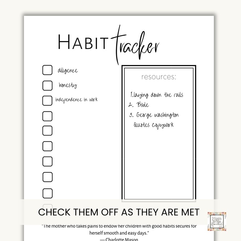 Homeschool Habit Tracker Planner | Instant Download, Planner Printables ...