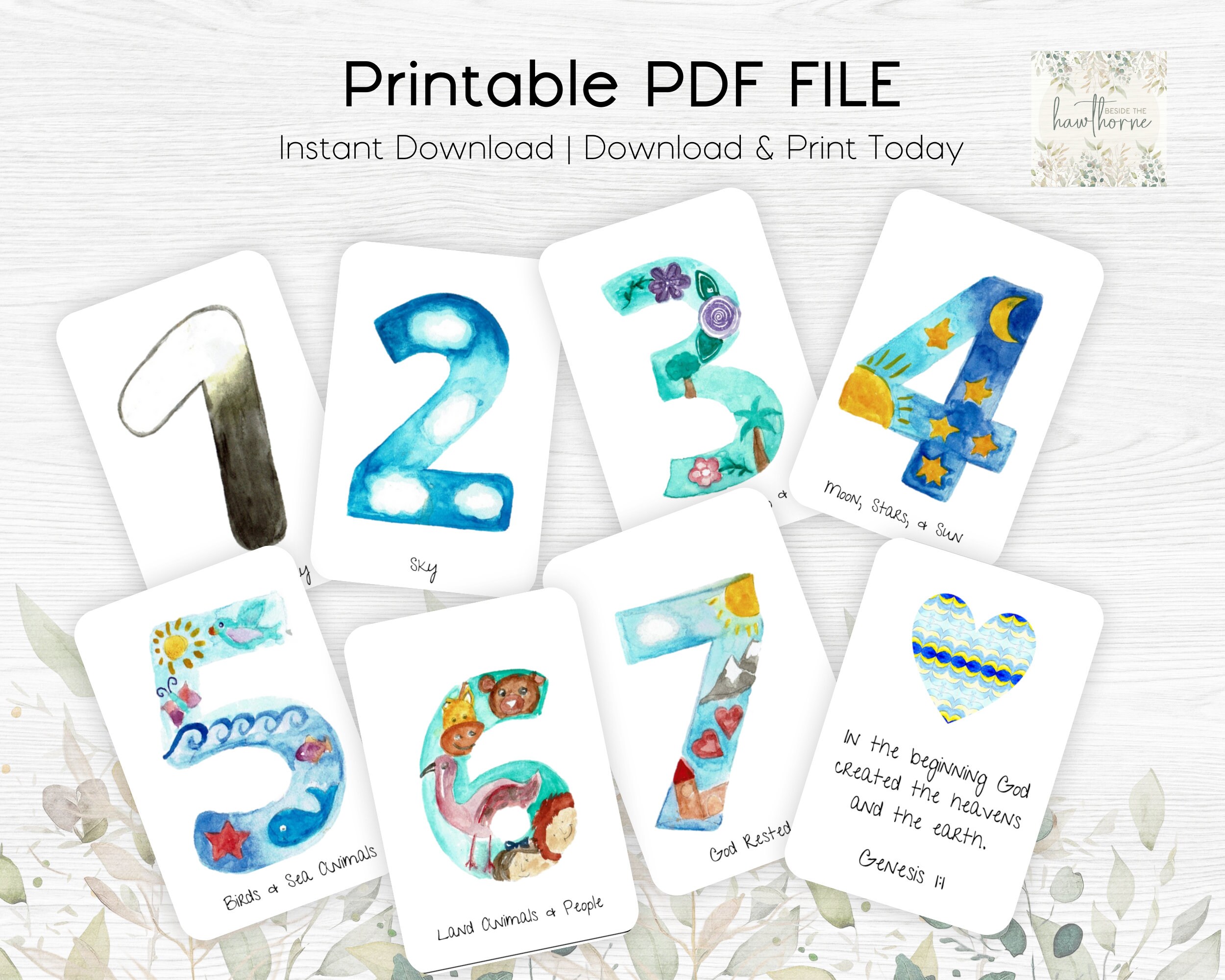 Days of Creation Flashcards, Creation Days Flash Cards, Sunday School ...