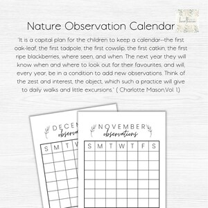 Charlotte Mason Observation Calendars, Nature Study, Charlotte Mason ...