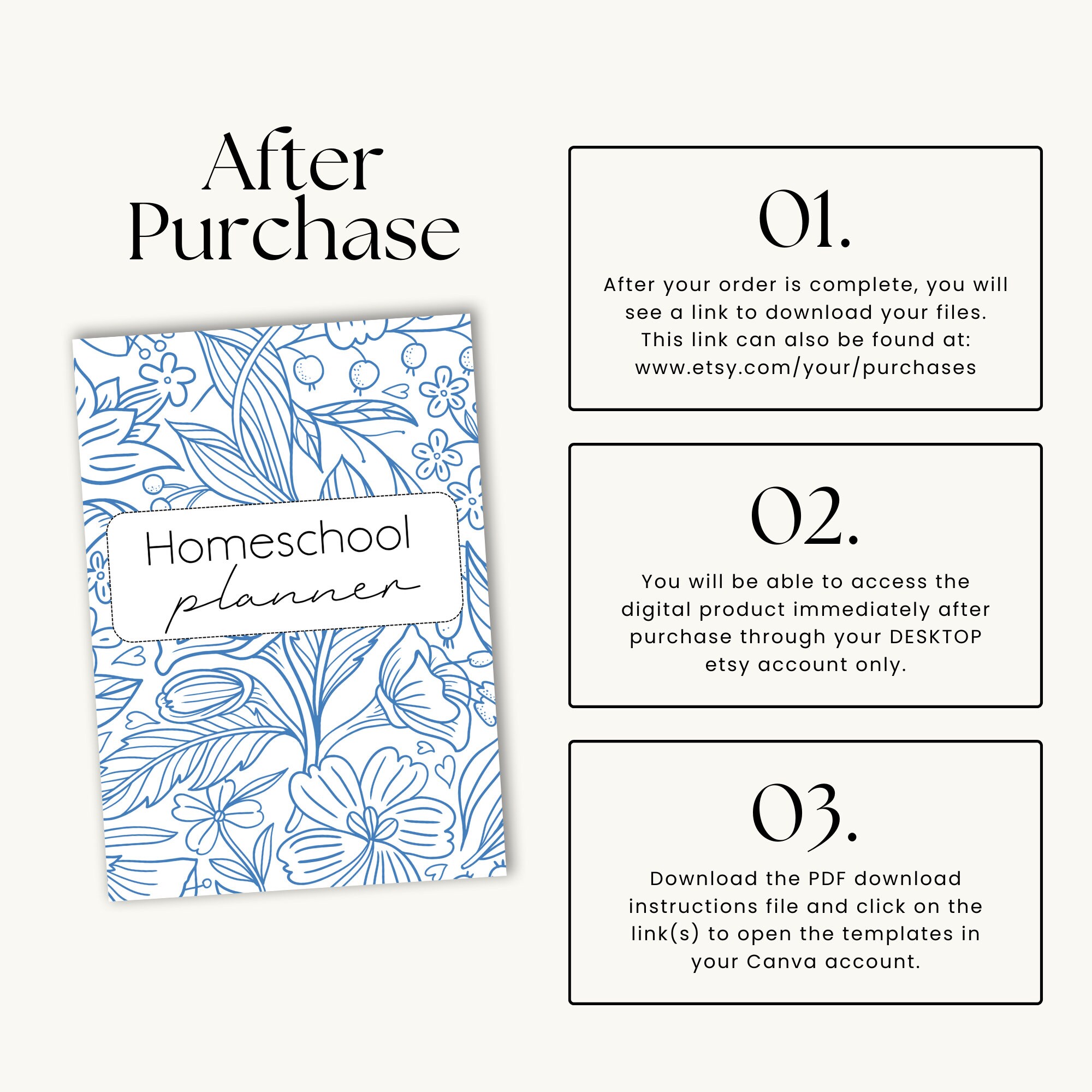 Homeschool Planner Cover, Blue Flowers, Homeschooling Planner Printable ...