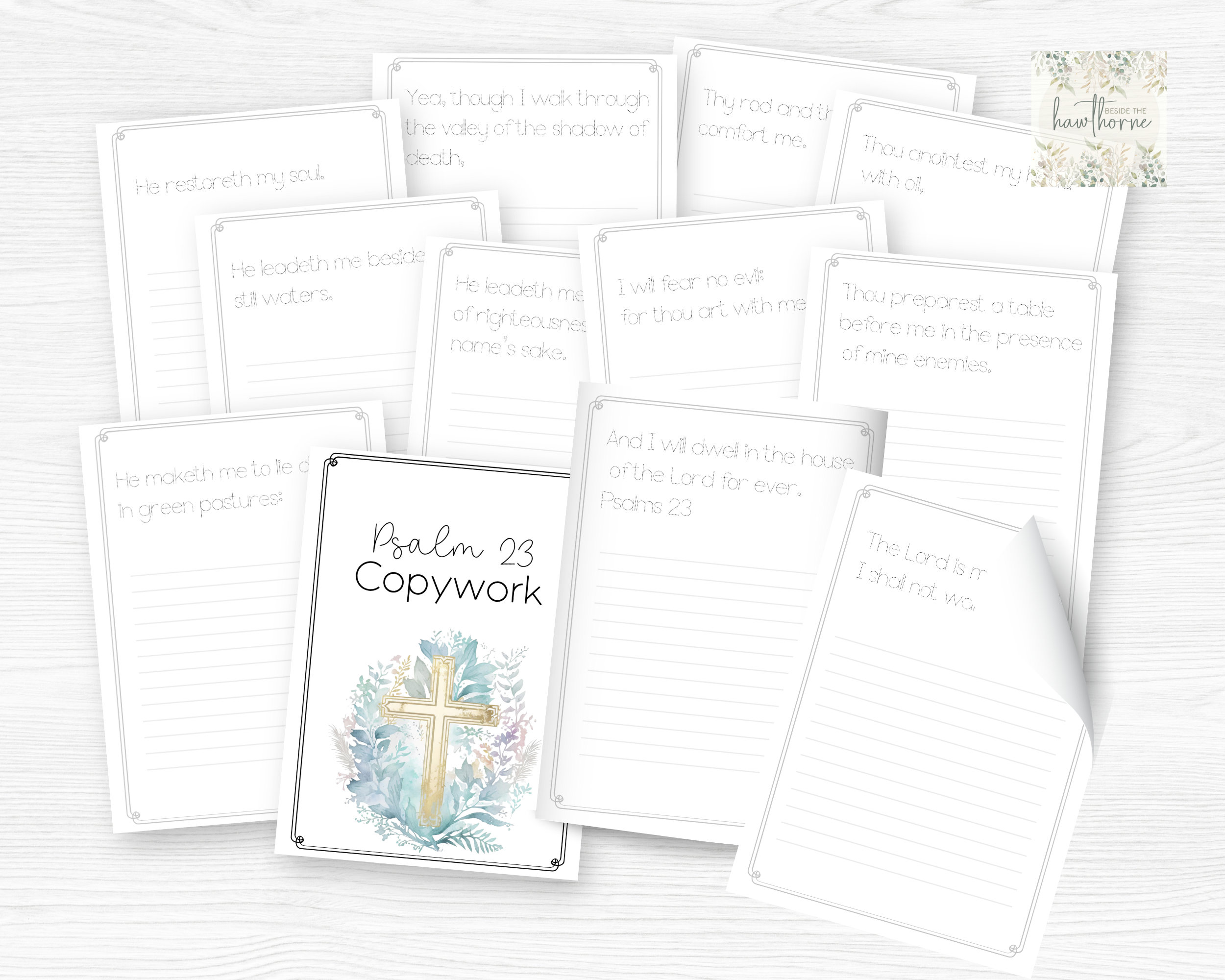 Psalm 23 Copywork: Print Bible Copywork | Wide Ruled Lines , Elementary ...