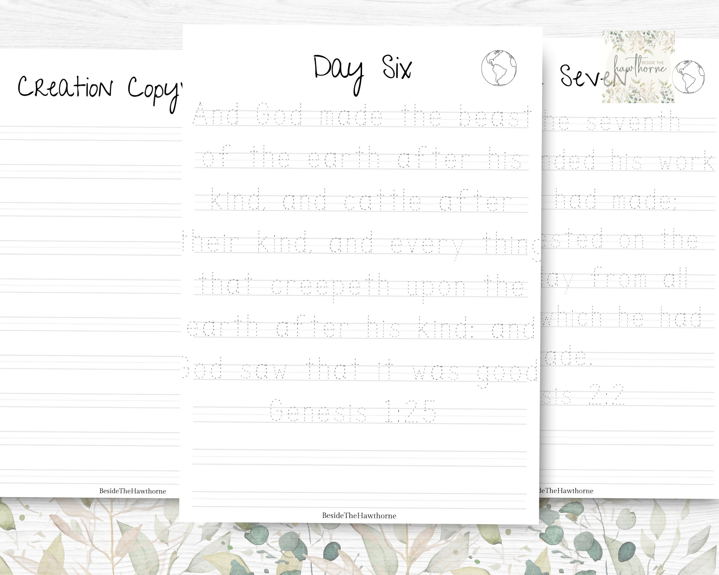 Days of Creation Copywork Pages, Creation Days Copywork, Homeschooling ...