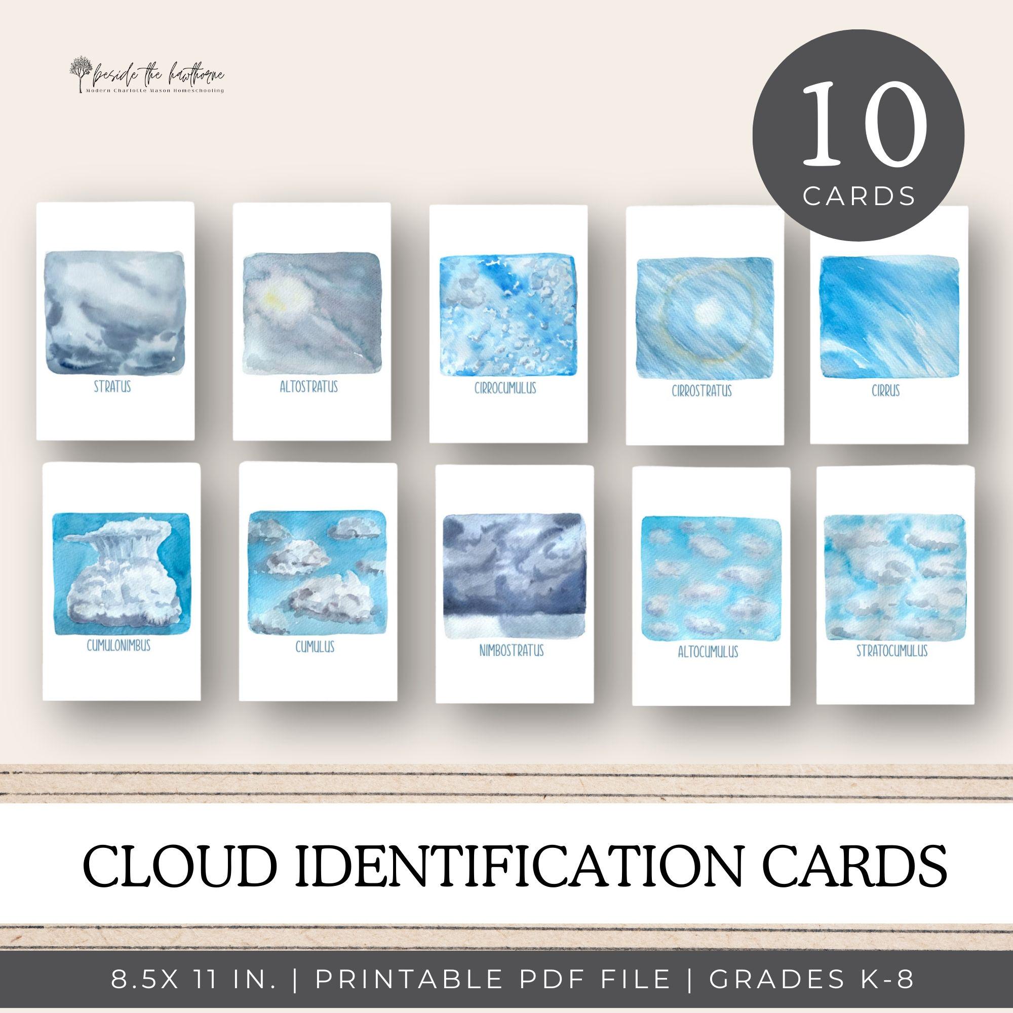 Cloud Identification Flashcards, Clouds Flash Cards, Science and Nature ...
