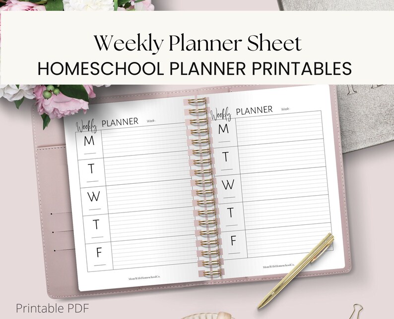 Weekly Planner Sheet, Homeschool Planner | Instant Download, Planner ...