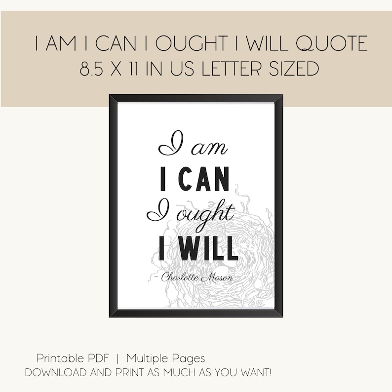 Charlotte Mason Motto Wall Art, Homeschool Room Decor, Binder Dividers ...
