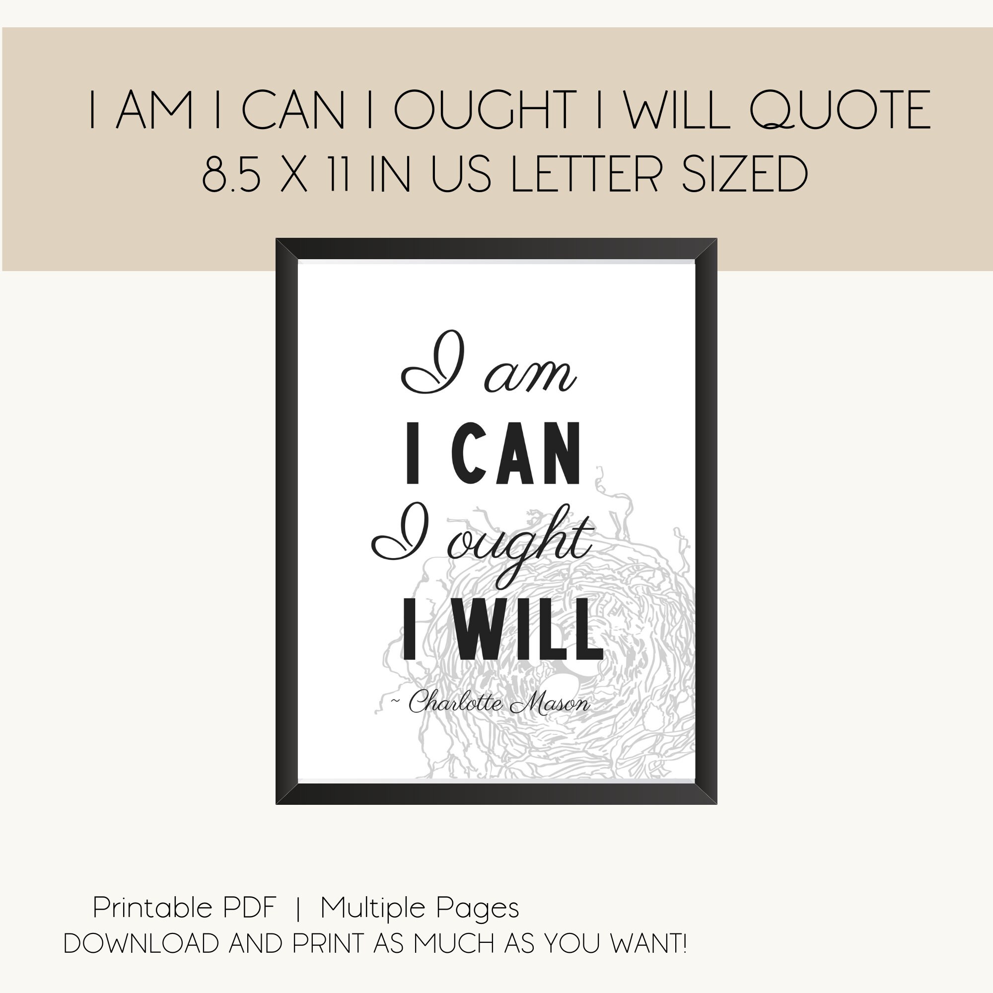 Charlotte Mason Motto Wall Art, Homeschool Room Decor, Binder Dividers ...