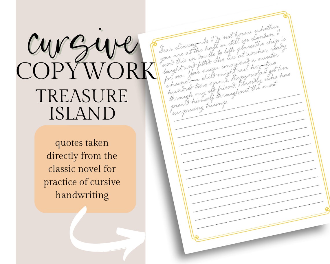 Treasure Island Cursive Copywork Cursive Handwriting Practice ...
