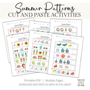 Summer Cut and Paste Patterns Activity Worksheets for Preschoolers ...