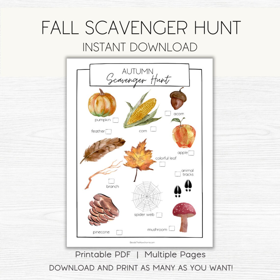 Fall Scavenger Hunt Printable Printable Nature Scavenger Hunt Digital ...