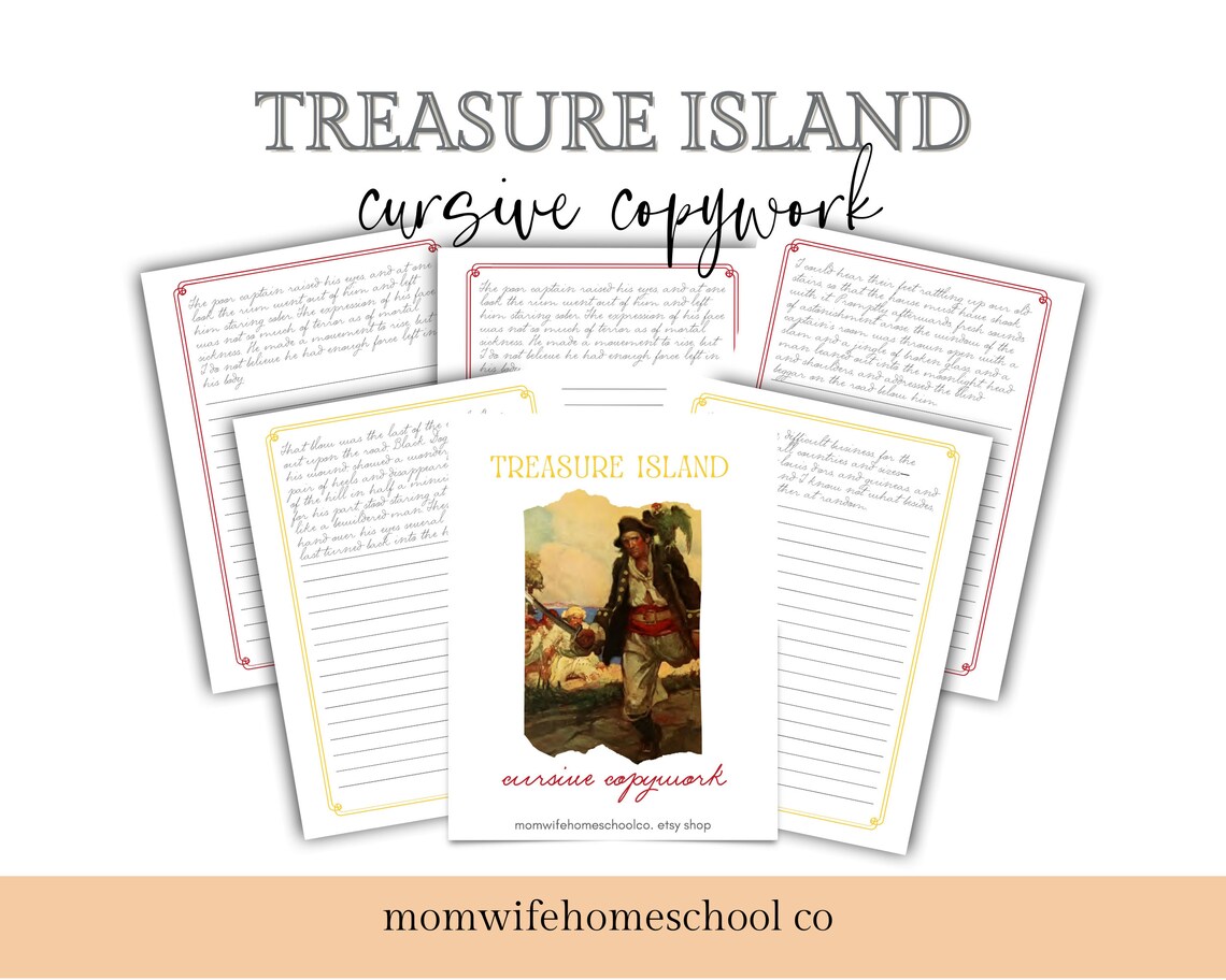 Treasure Island Cursive Copywork Cursive Handwriting - Etsy