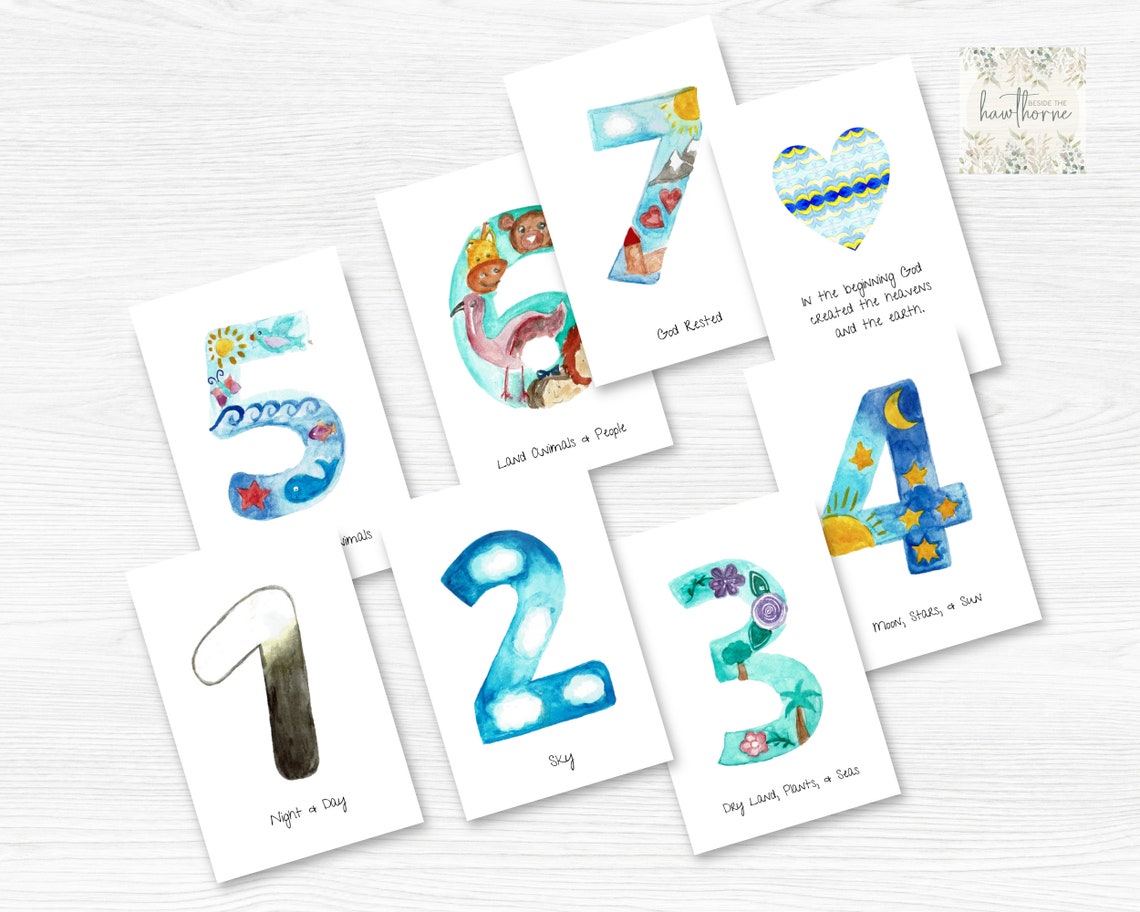 Days of Creation Flashcards, Creation Days Flash Cards, Sunday School ...
