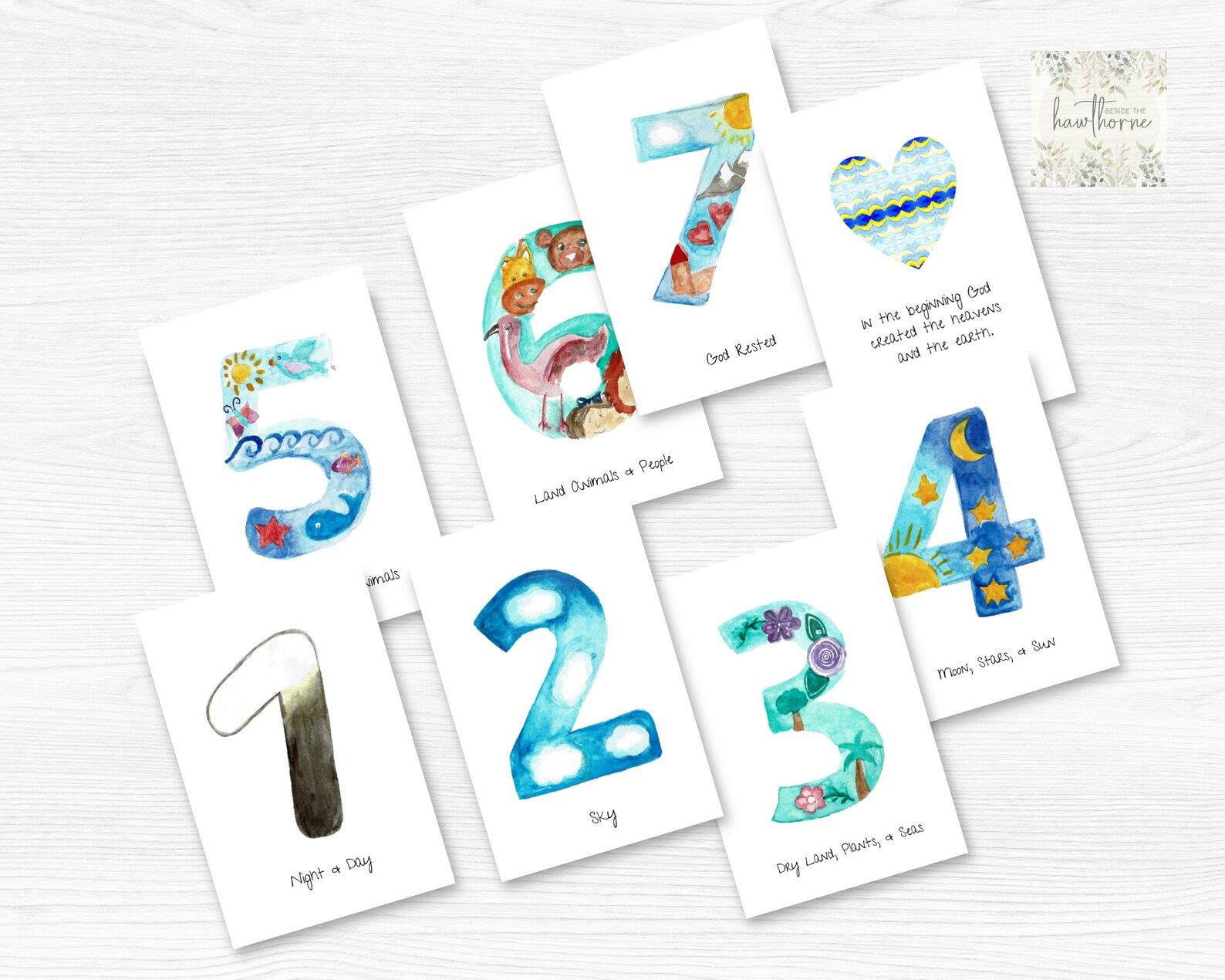 Days of Creation Flashcards, Creation Days Flash Cards, Sunday School ...