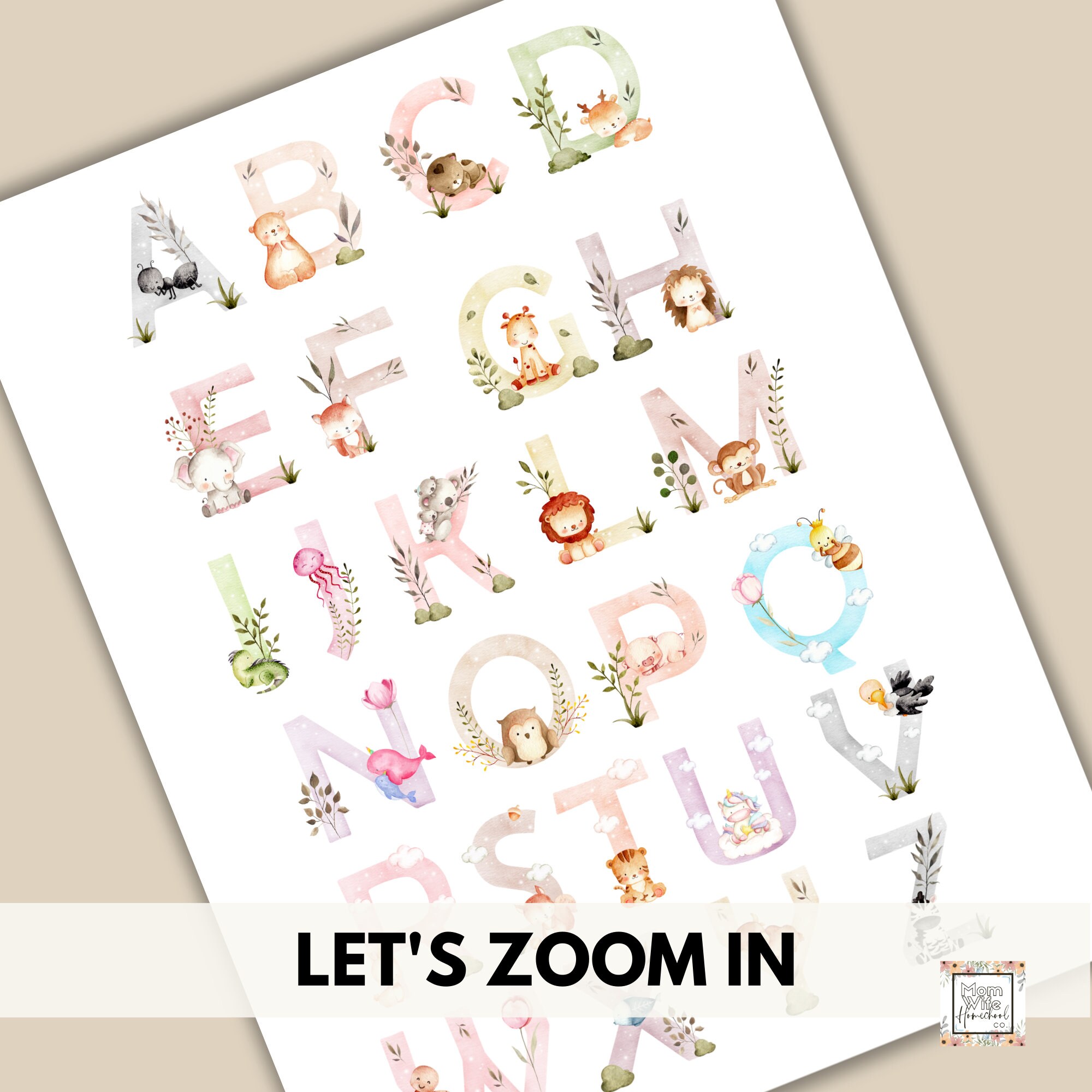 Watercolor Alphabet Wall Art | ABC Wall Poster for Classroom or Nursery ...