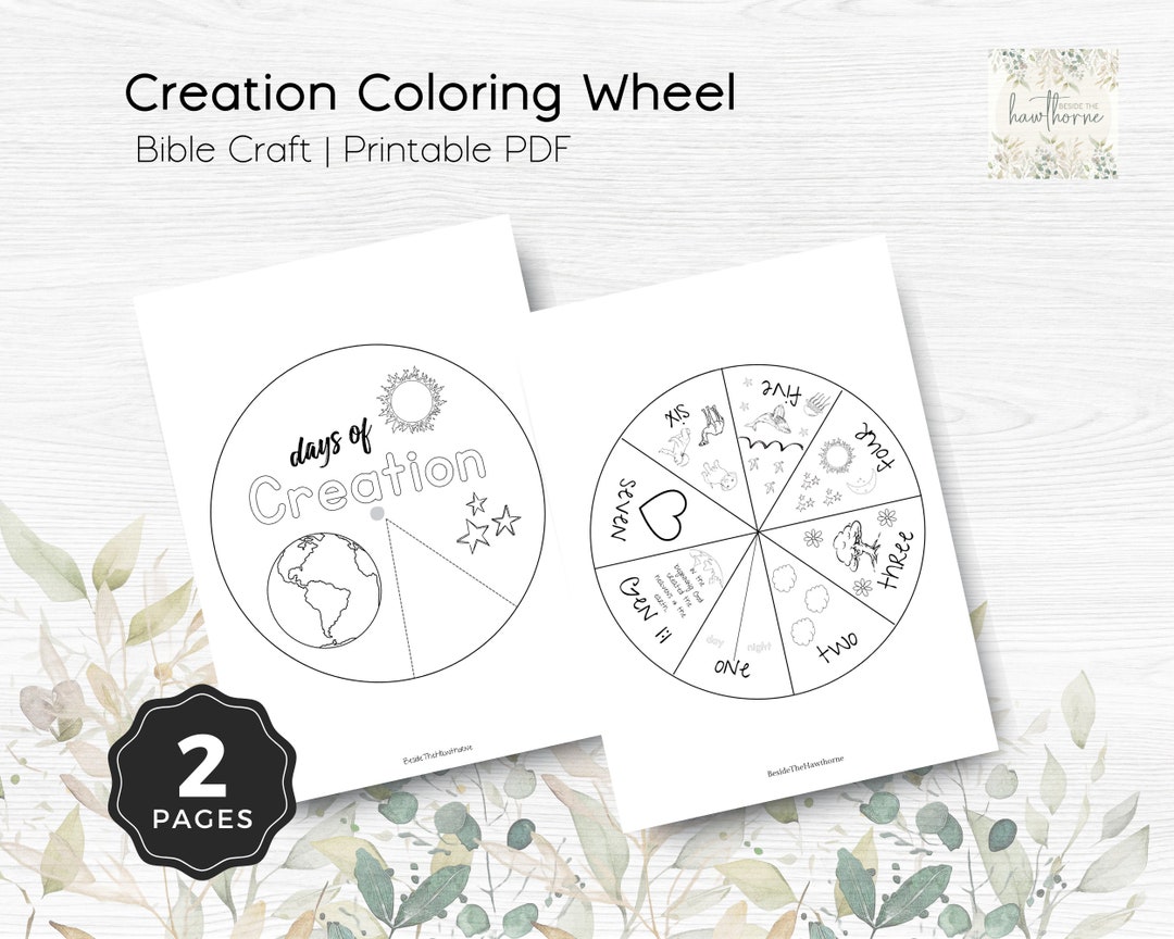 Days of Creation Coloring Wheel, Creation Days Coloring Wheel ...