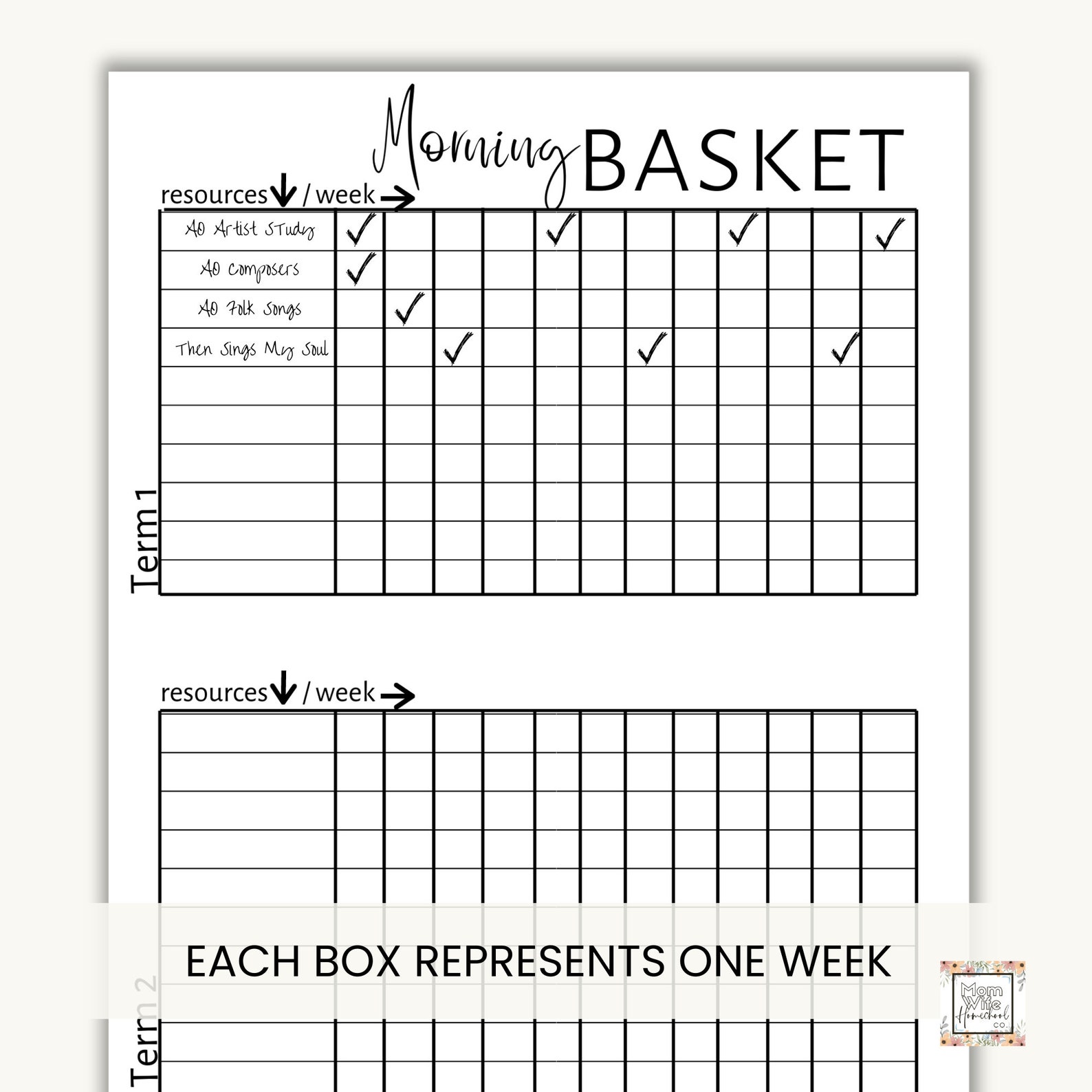 Homeschool Morning Basket Planner | Instant Download, Planner ...
