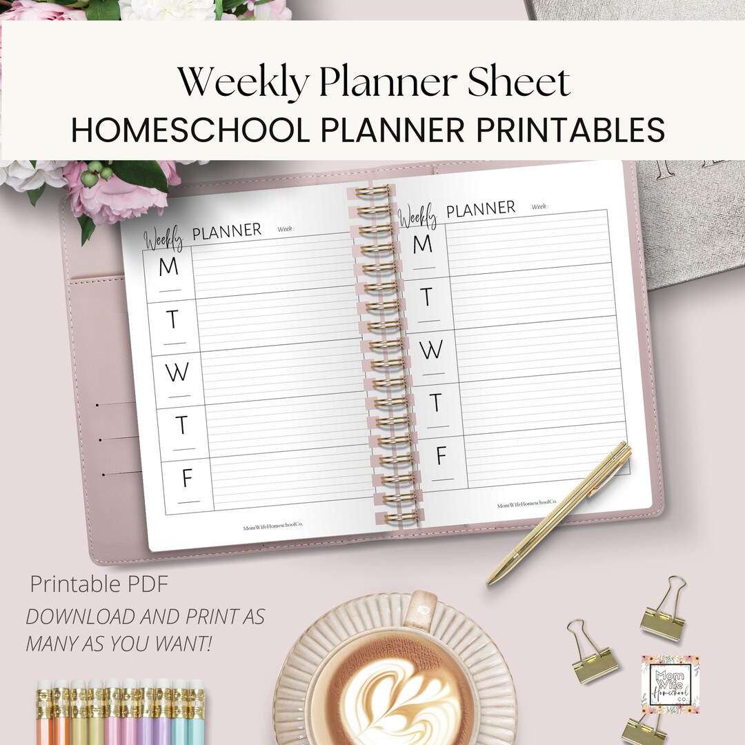 Weekly Planner Sheet Homeschool Planner Instant Download - Etsy