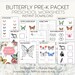 Butterfly Pre-k Packet Preschool Worksheets Printable Letters and ...