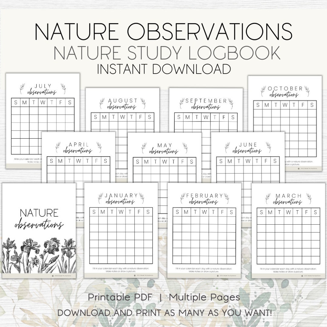 Charlotte Mason Observation Calendars, Nature Study, Charlotte Mason ...