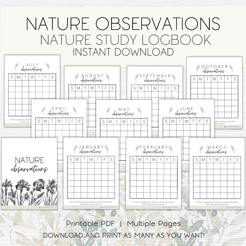 Charlotte Mason Observation Calendars, Nature Study, Charlotte Mason ...