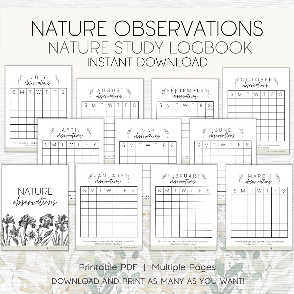 Charlotte Mason Observation Calendars, Nature Study, Charlotte Mason ...