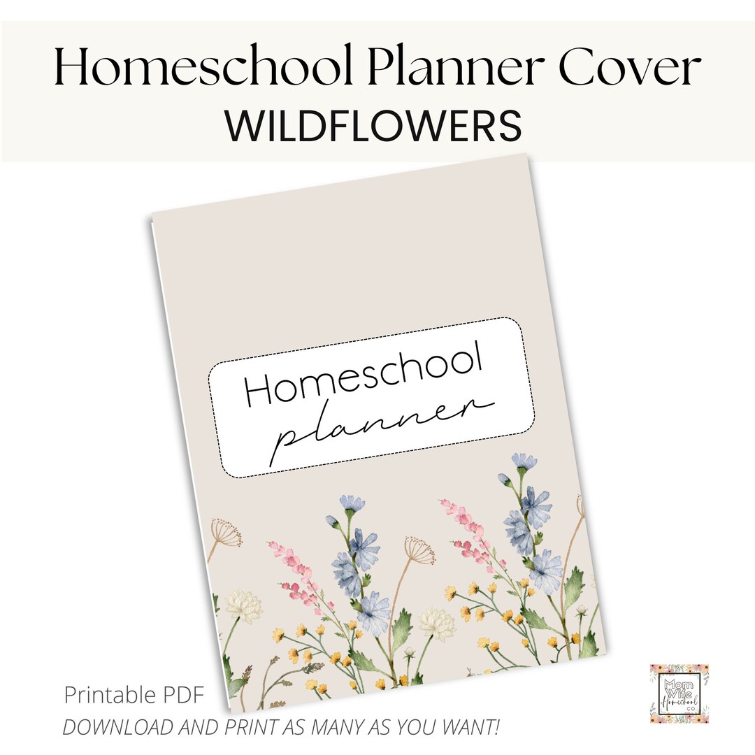 Homeschool Planner Cover, Wildflowers, Watercolor, Homeschooling ...