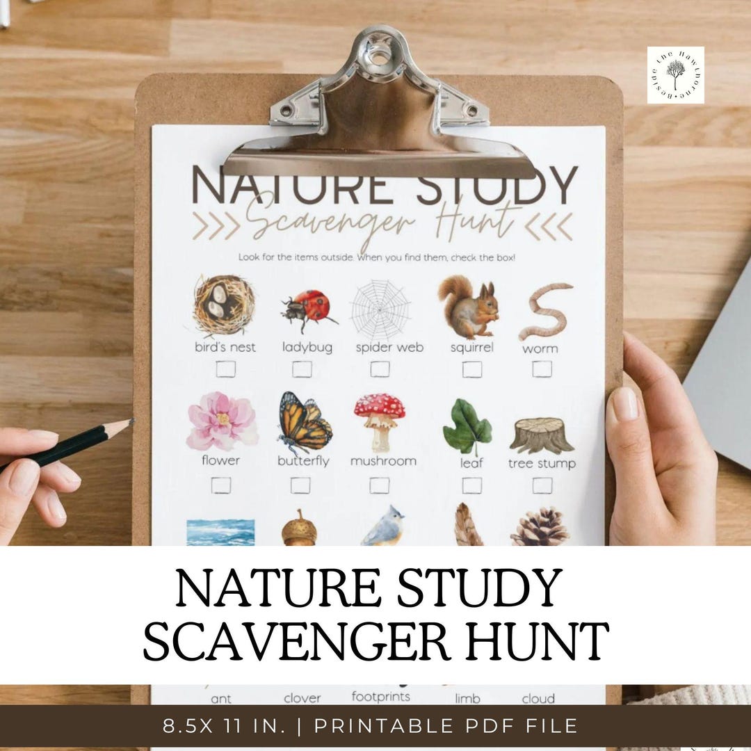Nature Study Scavenger Hunt, Printable Outdoor Activity for Kids ...