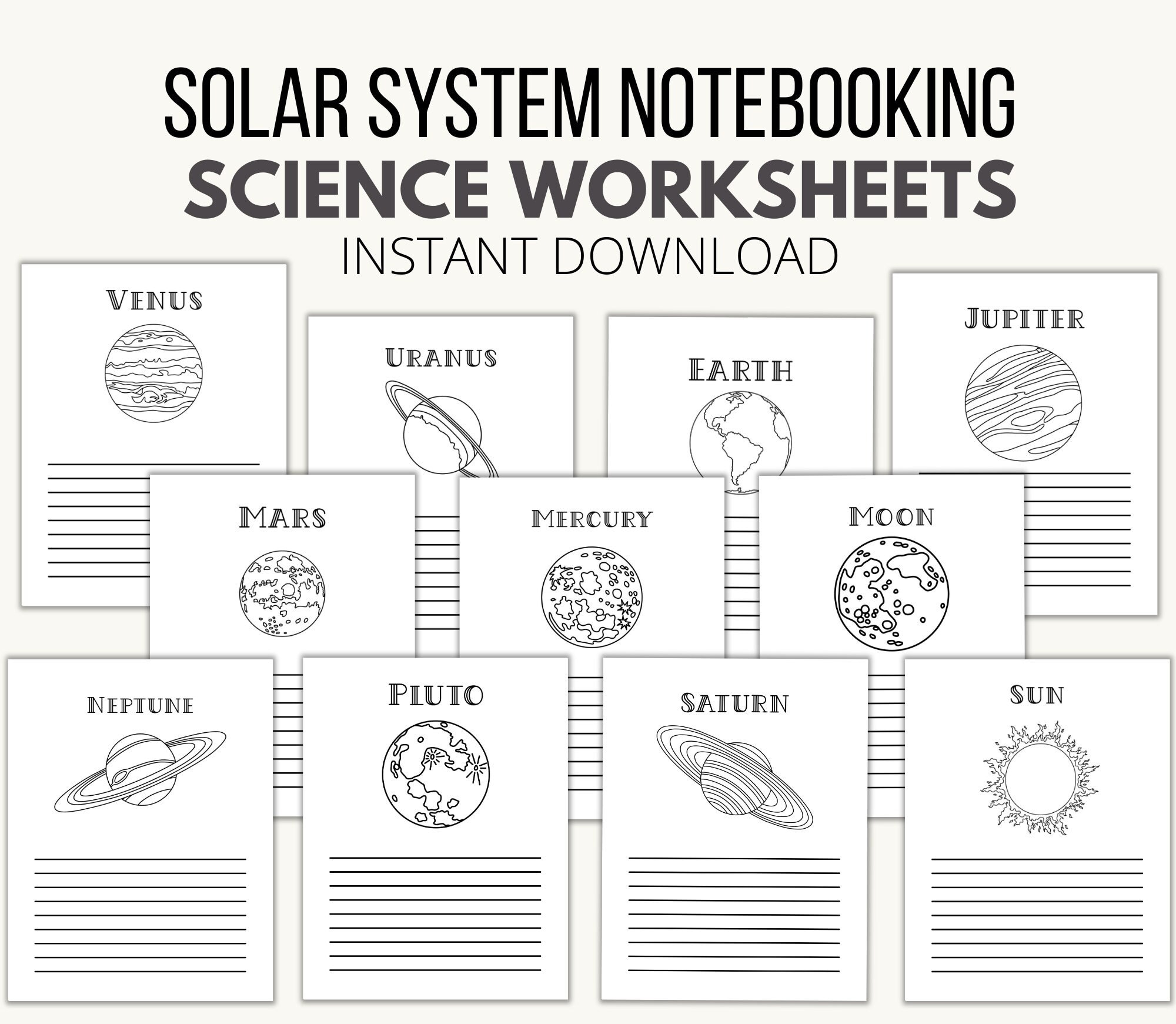 Solar System Notebooking Worksheets | Printable Science Notebook Pages ...