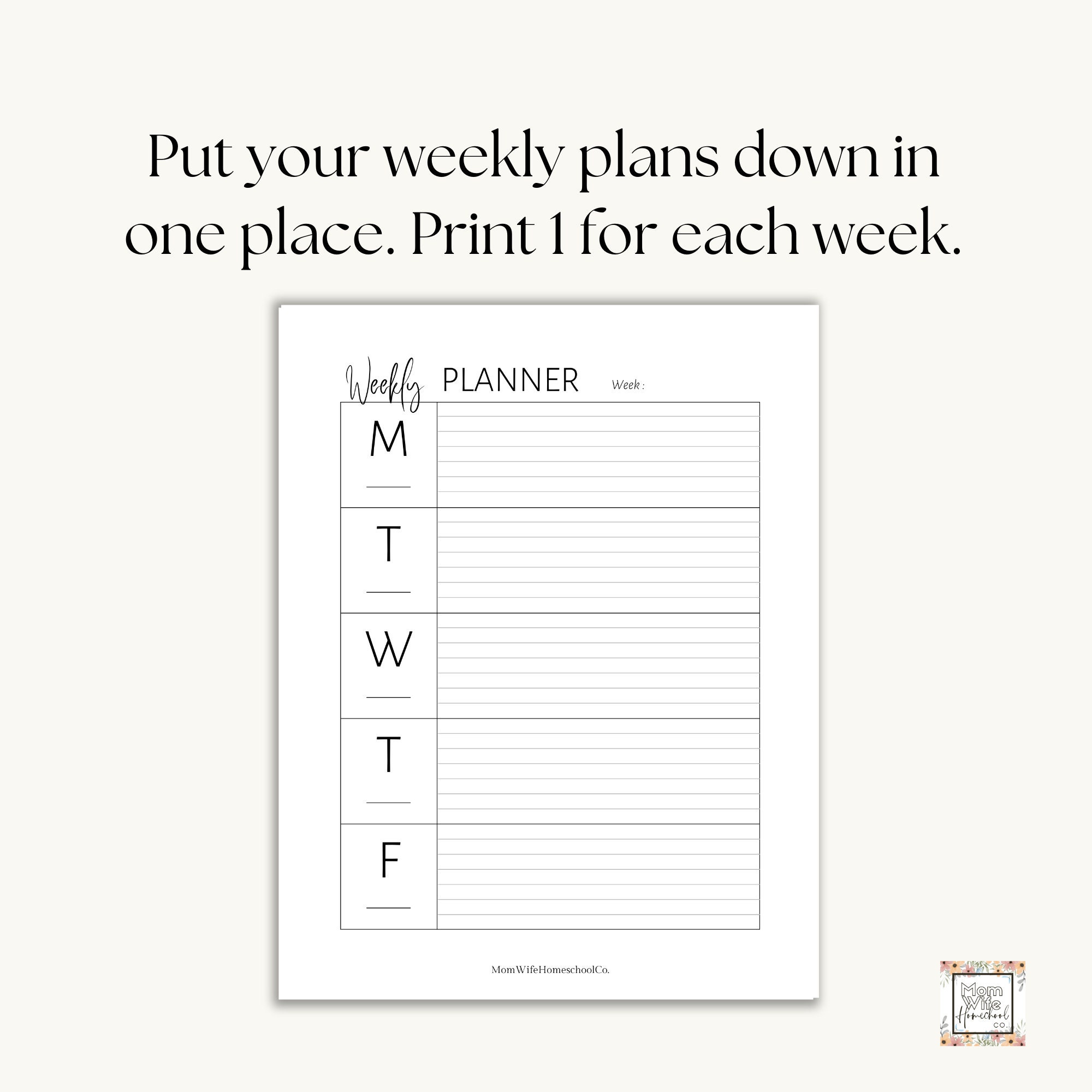 Weekly Planner Sheet Homeschool Planner Instant Download - Etsy