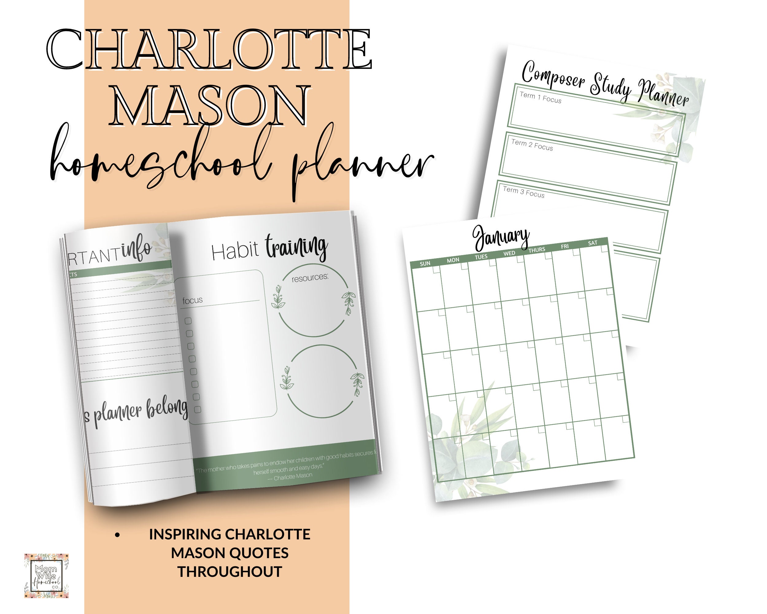 Charlotte Mason Homeschool Planner Eucalyptus Homeschool Planners ...