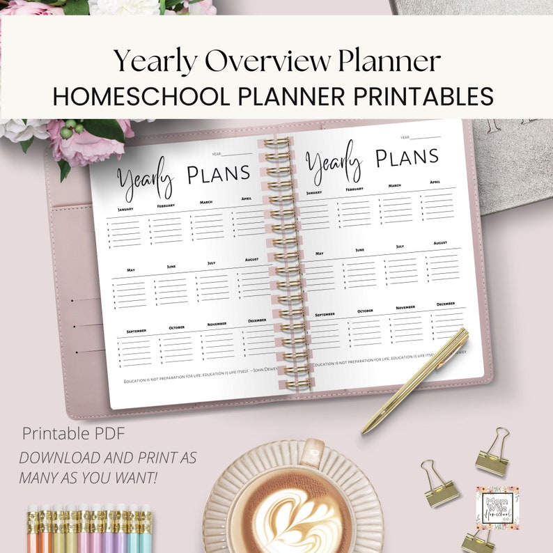 Yearly Overview Planner | Instant Download, Planner Printables, Binder ...
