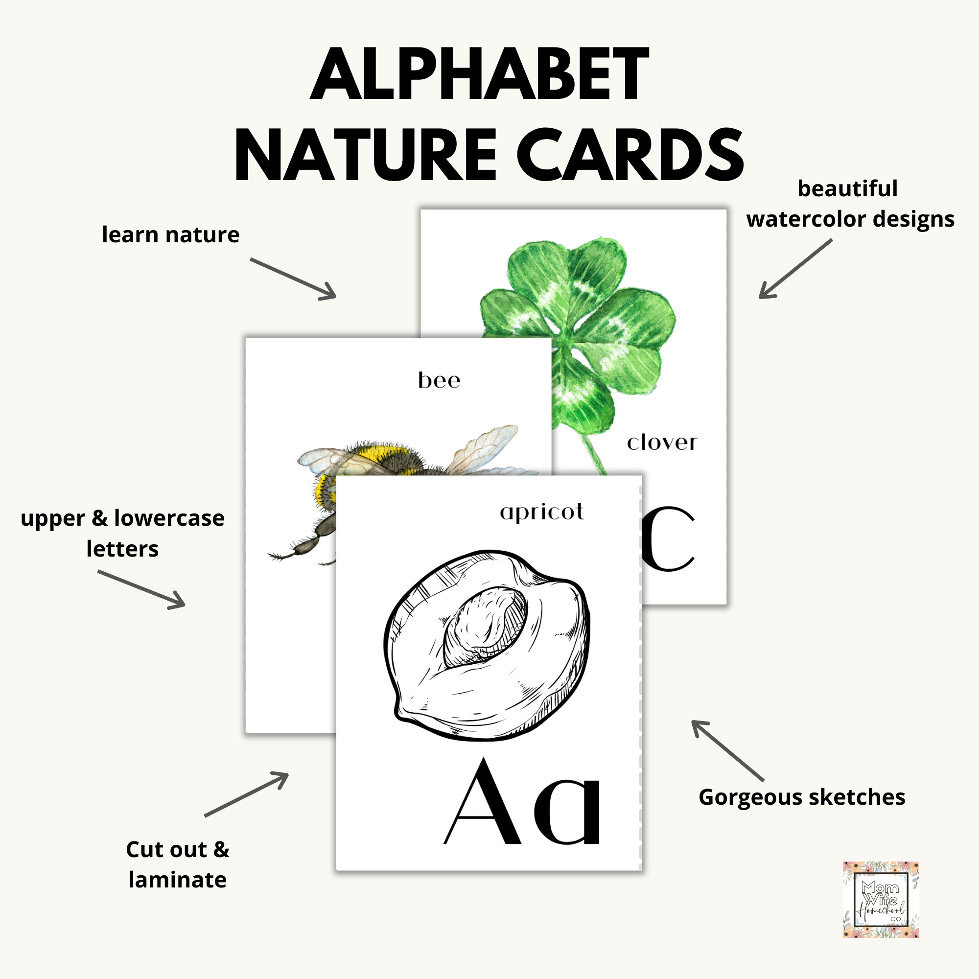 Nature Alphabet Flashcards ABC Flash Cards Nature Study Homeschool ...