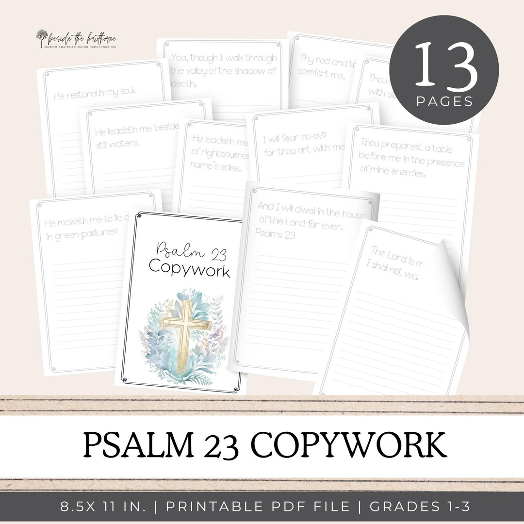 Psalm 23 Copywork: Print Bible Copywork | Wide Ruled Lines , Elementary ...