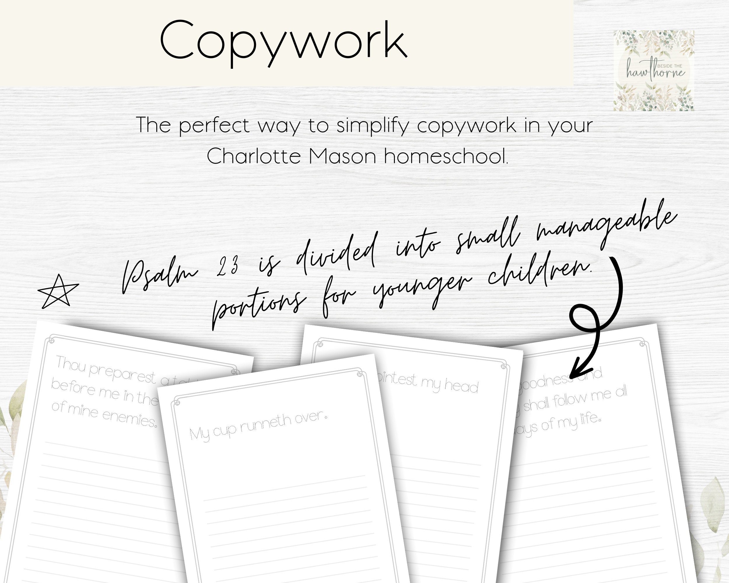 Psalm 23 Copywork: Print Bible Copywork | Wide Ruled Lines , Elementary ...