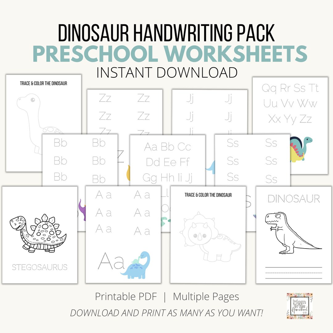 Dinosaur Handwriting for Preschool | Dinosaur Worksheet | Preschool ...