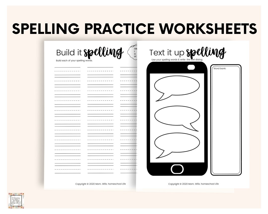 Spelling Practice Worksheets for Kids | Homeschooling Worksheets ...