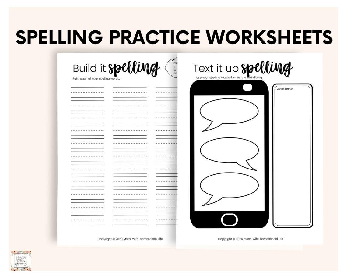 Spelling Practice Worksheets for Kids (Download Now) - Etsy