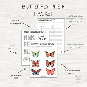 Butterfly Pre-k Packet Preschool Worksheets | Printable | Letters and ...