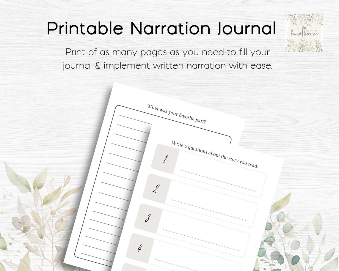 Charlotte Mason Narration Journal, Homeschool Narration Notebook ...