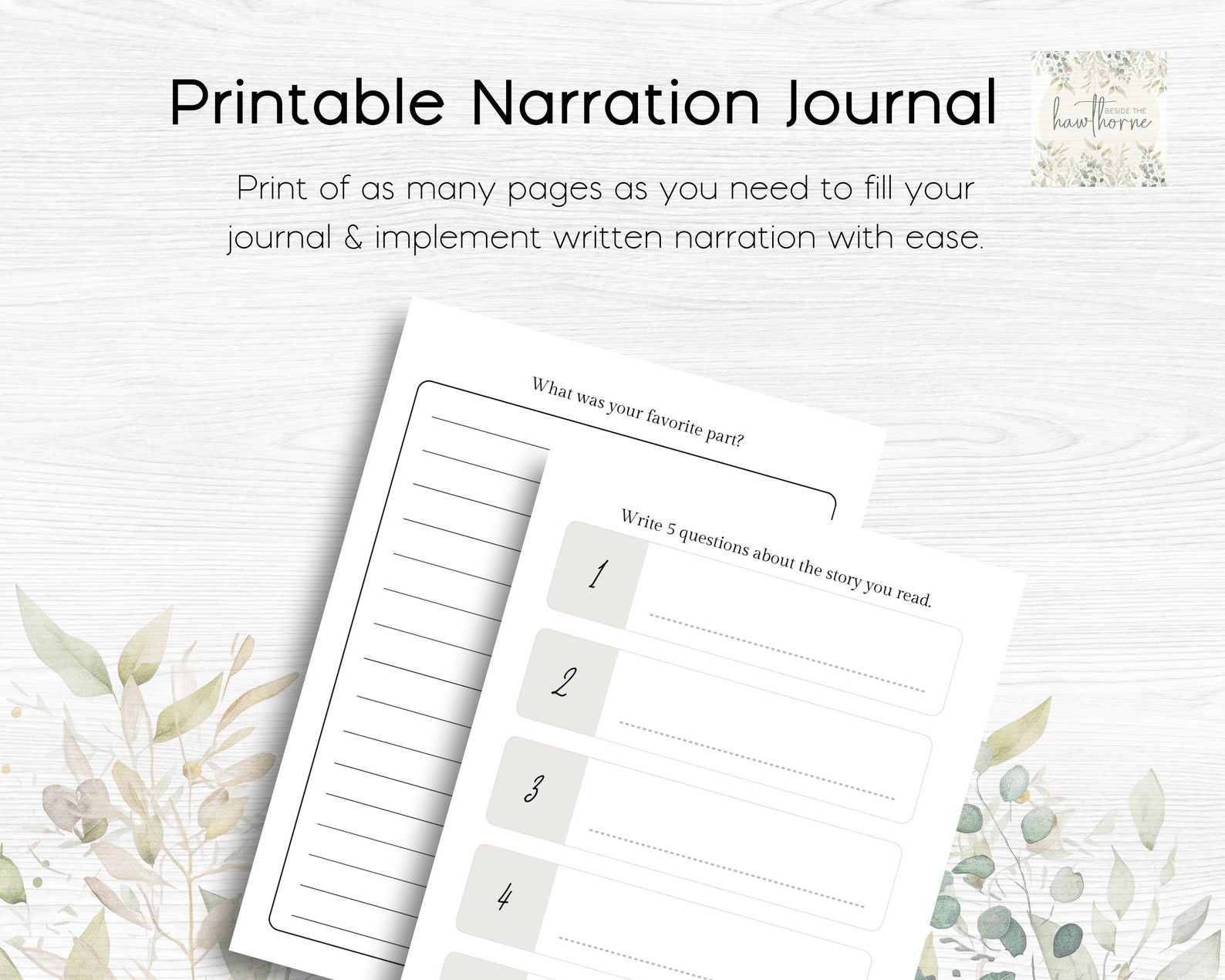 Charlotte Mason Narration Journal, Homeschool Narration Notebook ...