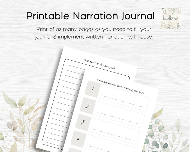 Charlotte Mason Narration Journal, Homeschool Narration Notebook ...