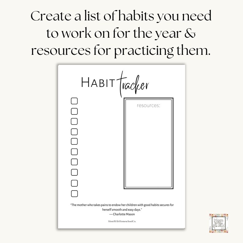 Homeschool Habit Tracker Planner | Instant Download, Planner Printables ...