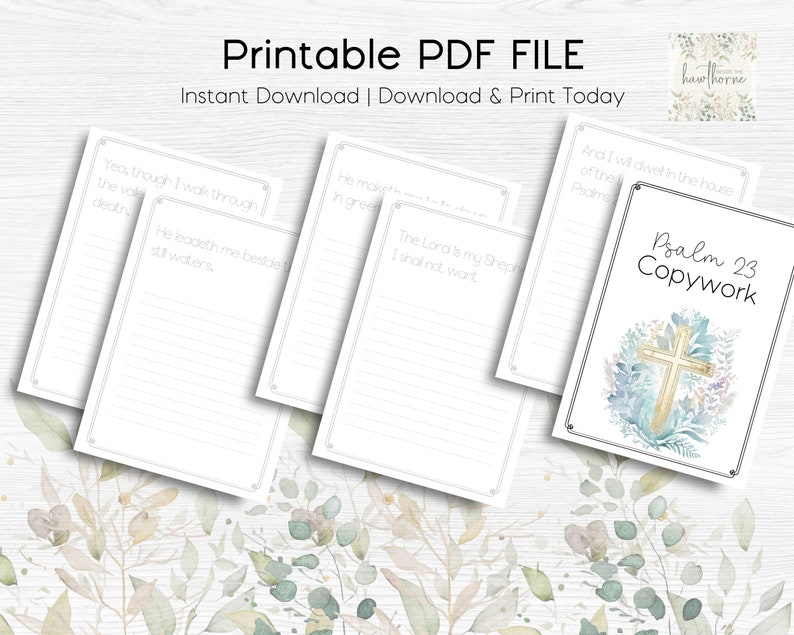 Psalm 23 Copywork: Print Bible Copywork | Wide Ruled Lines , Elementary ...