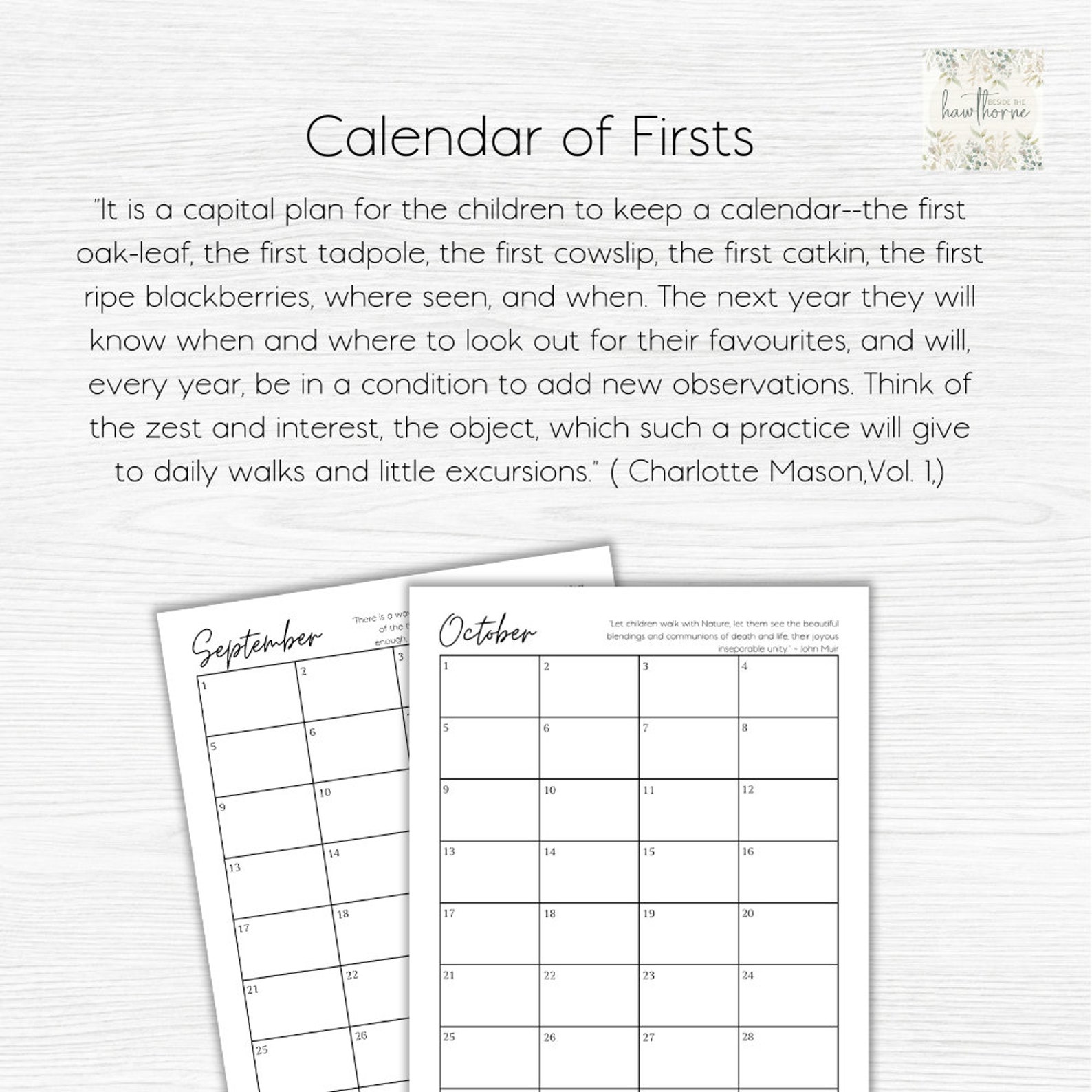 Charlotte Mason Calendar of Firsts, Nature Study, Charlotte Mason ...