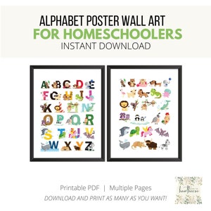 Kindergarten Alphabet Poster Printable, Preschool, Animal Letters ...