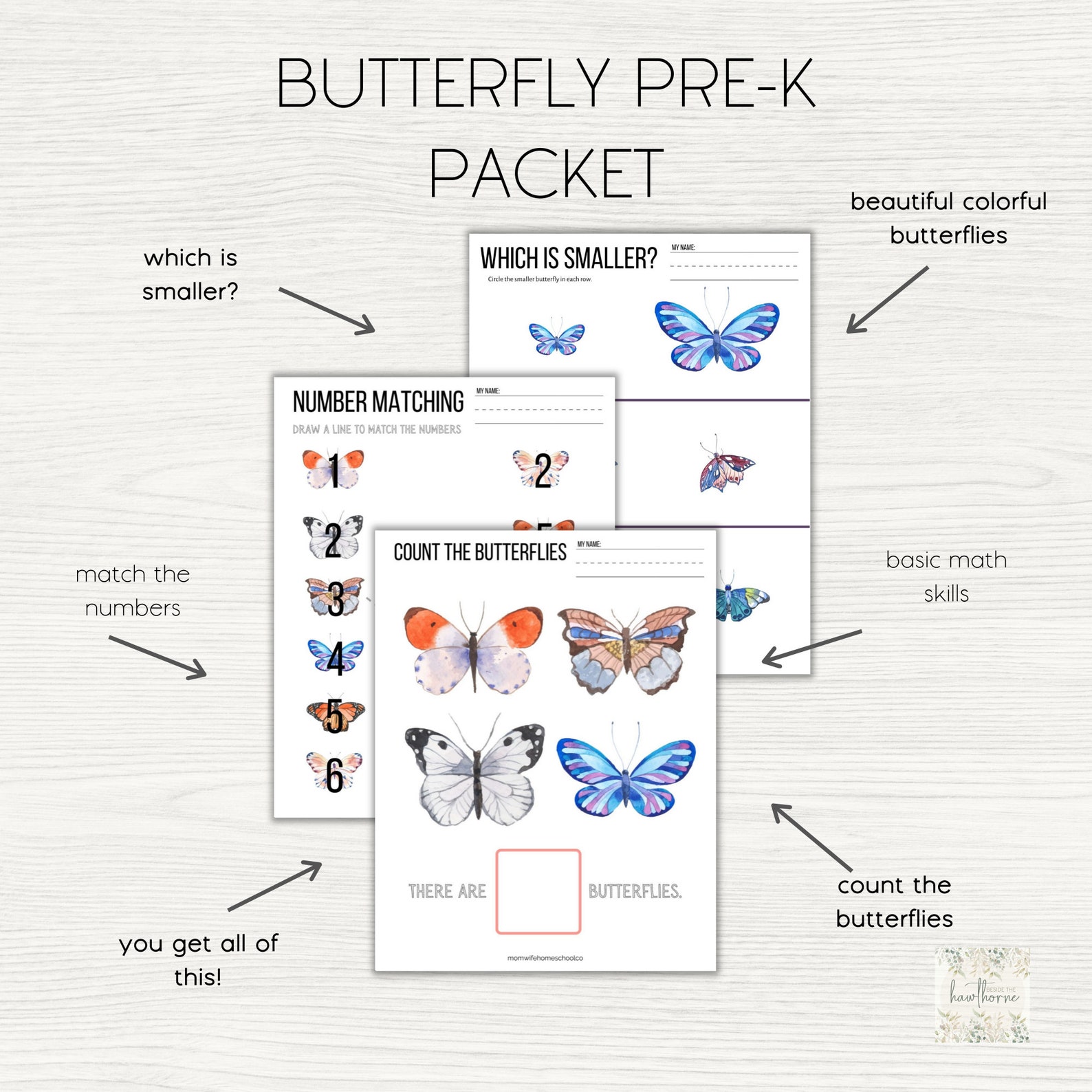Butterfly Pre-k Packet Preschool Worksheets Printable Letters and ...
