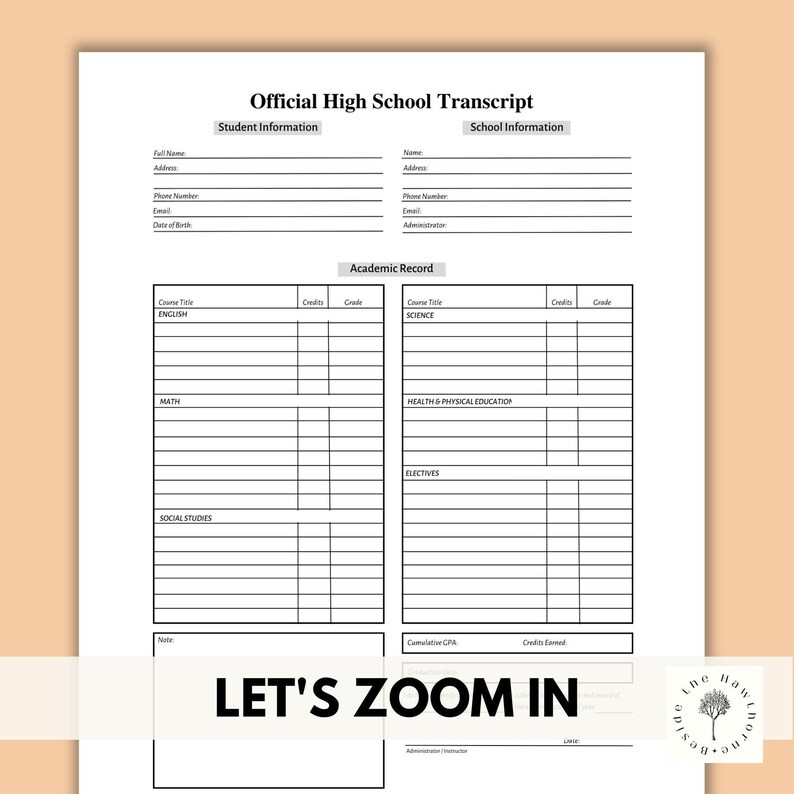 Official High School Transcript for Homeschoolers | Editable Homeschool ...