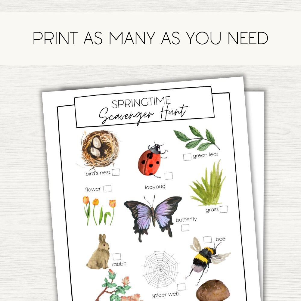 Spring Scavenger Hunt for Kids Printable Homeschool Worksheets ...